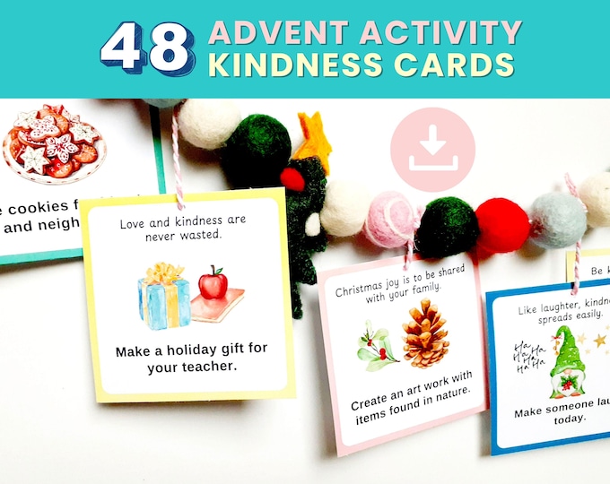 Kindness Advent Calendar Cards, Christmas Countdown Kindness Cards ...
