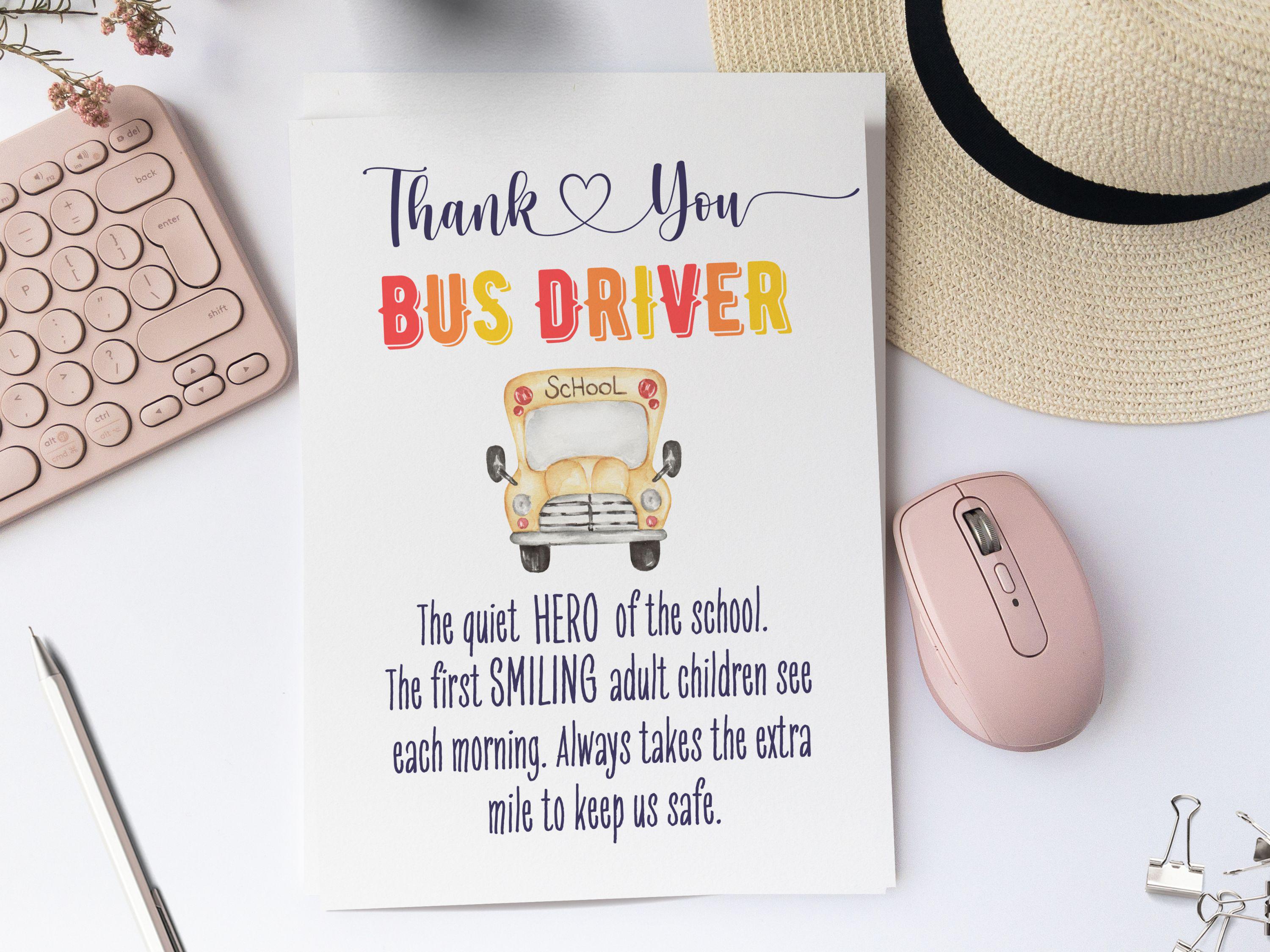 Bus Driver Thank You Note, Printable Digital Download Bus Driver Thank ...