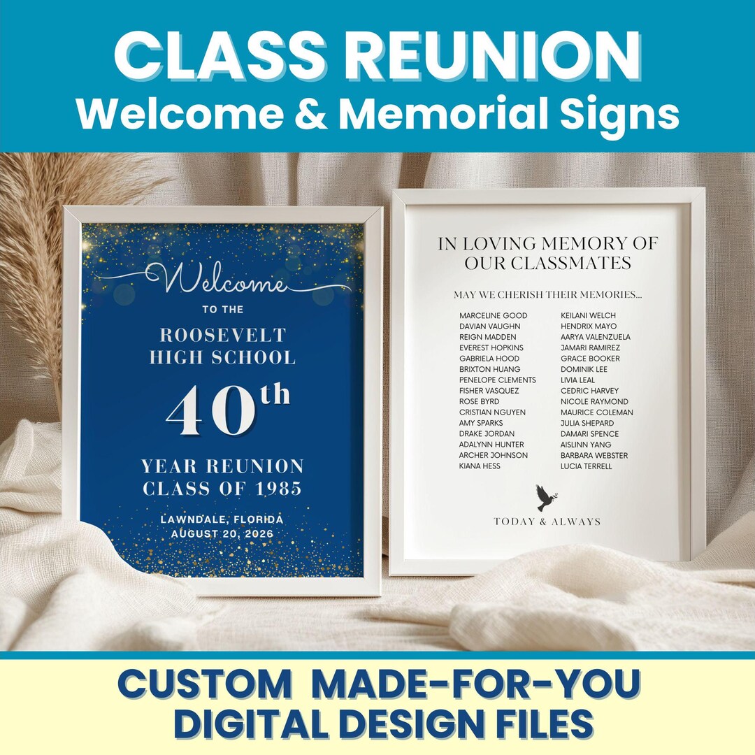 CUSTOM High School Class Reunion Welcome & Memorial Signs, in Loving ...