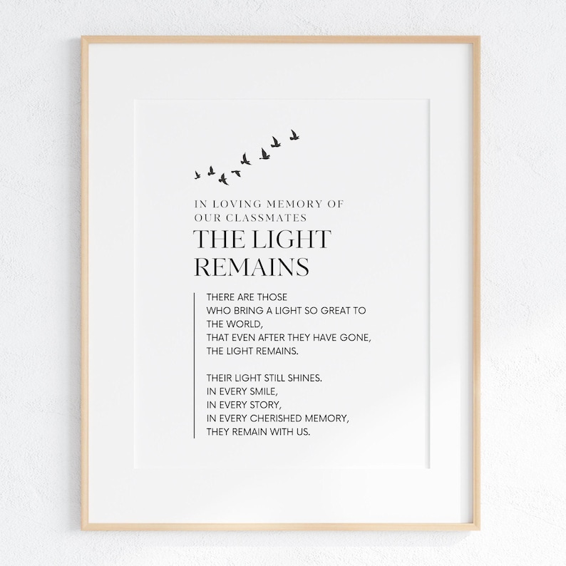 Class Reunion Memorial Sign, Minimalist Poem (digital Download) - Etsy