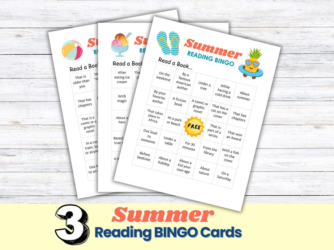 Summer Reading Challenge Bingo Cards for Kids, Summer Reading Challenge ...