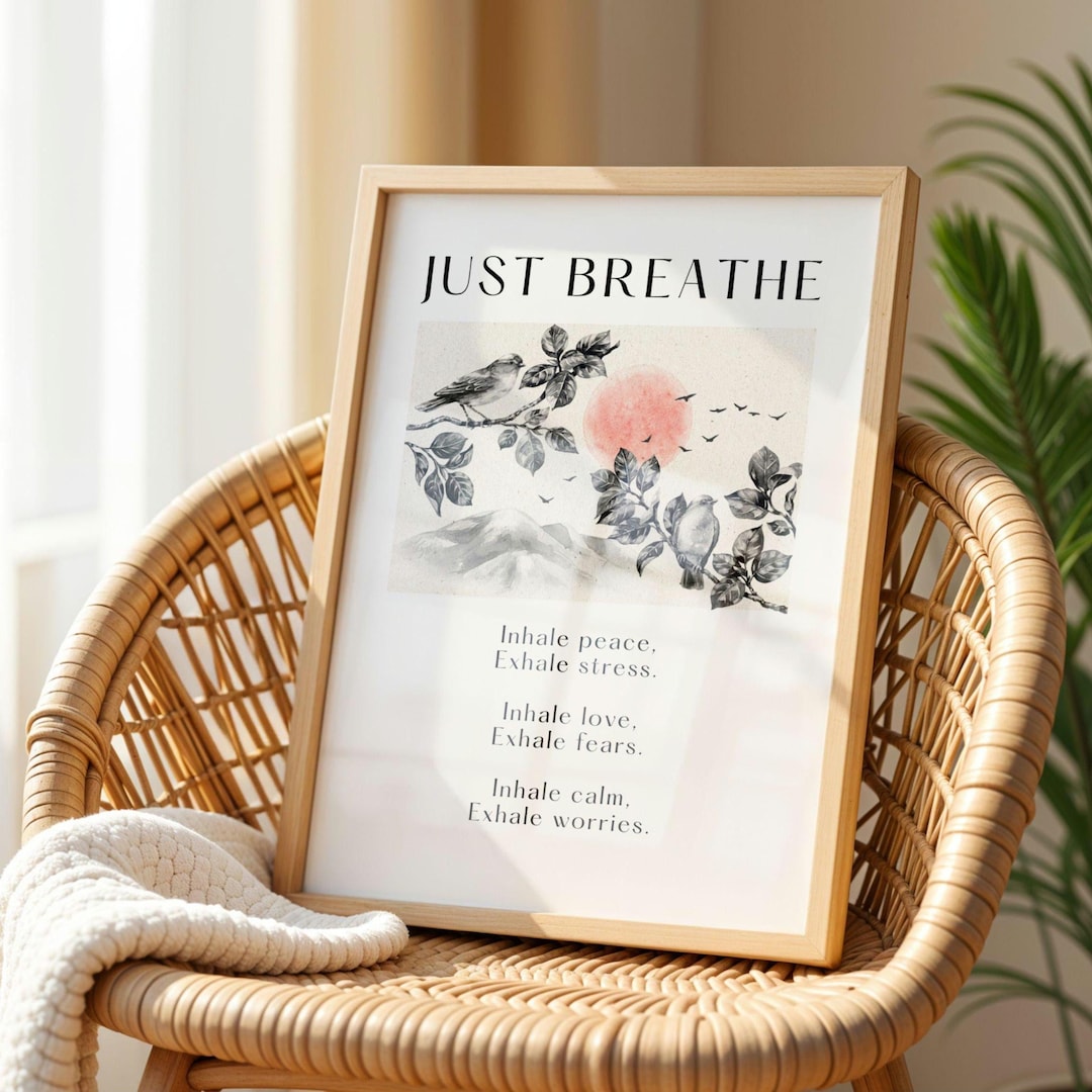 Just Breathe Inhale Exhale Printable Wall Art, Inspirational Wall Art ...