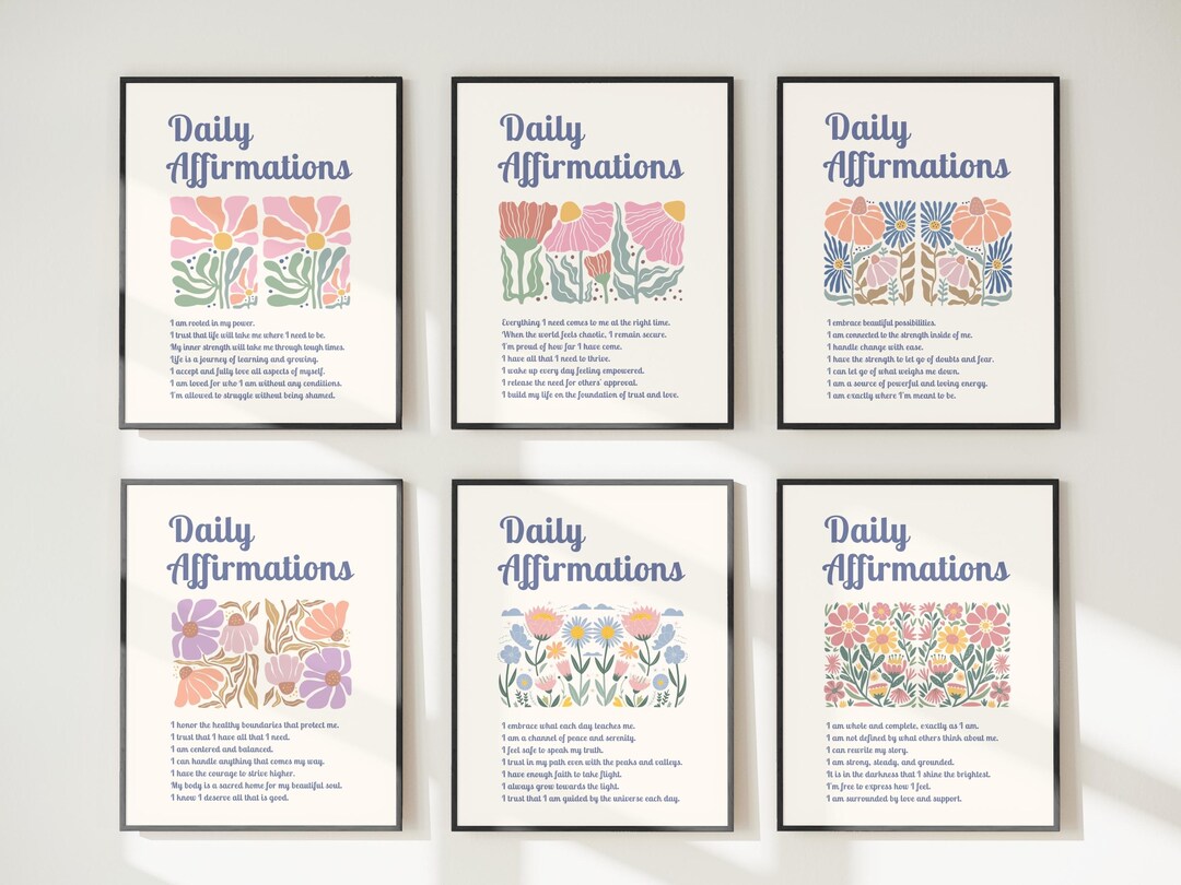 Positive Affirmation Poster Set Printable Self-loving Wall Art Boho ...