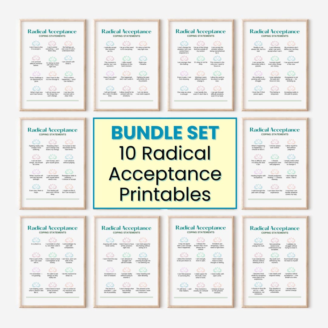 DBT Radical Acceptance Coping Statements Printable Posters (digital ...