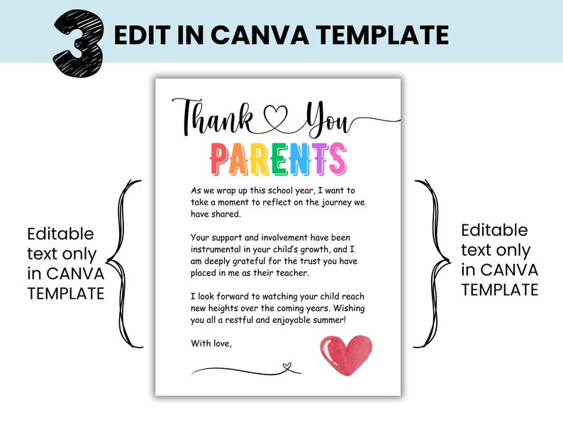 Thank You to Parents From Teacher, Parent Thank You Letter for End of ...