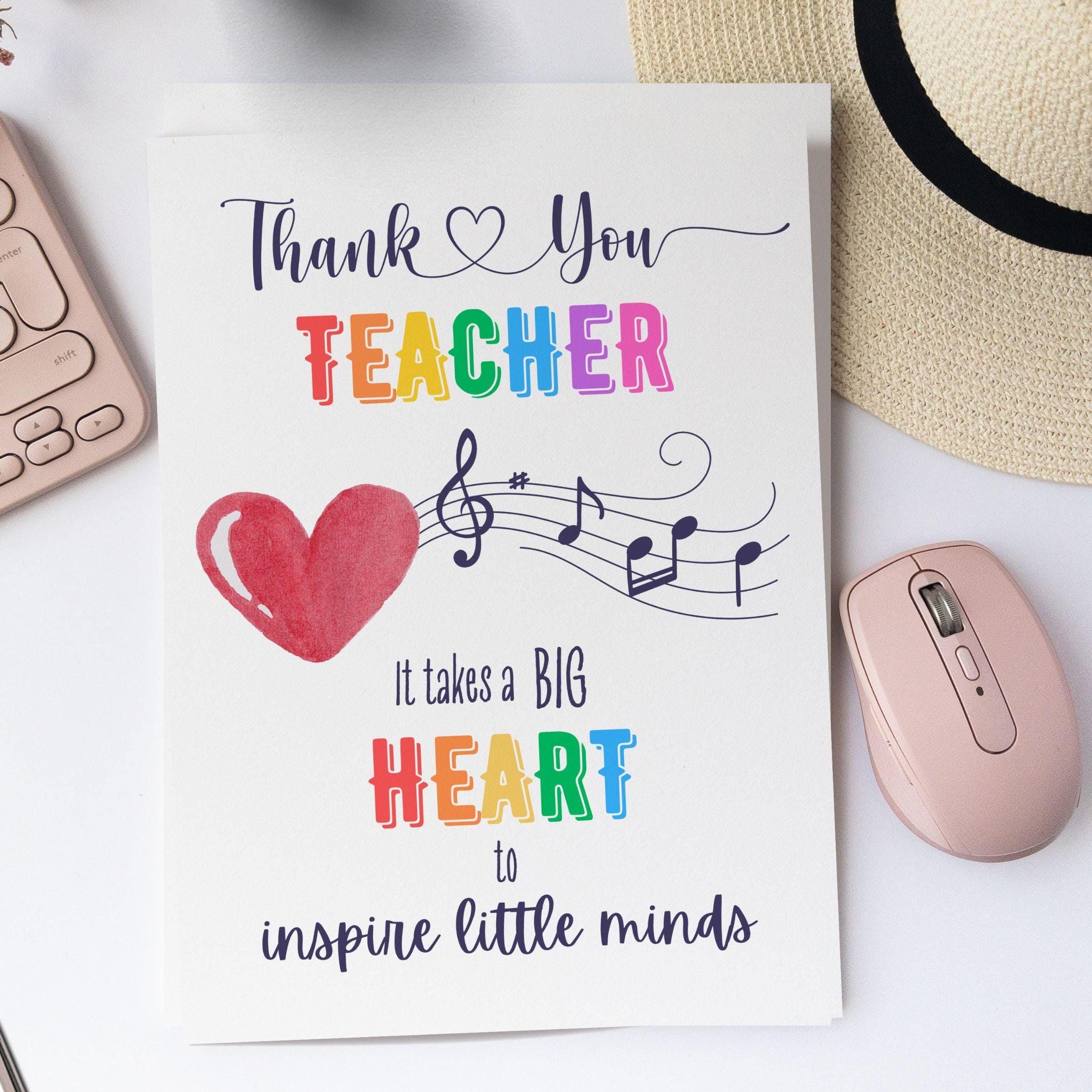 Printable Music Teacher Thank You Card, Music Note Thank You Card for ...