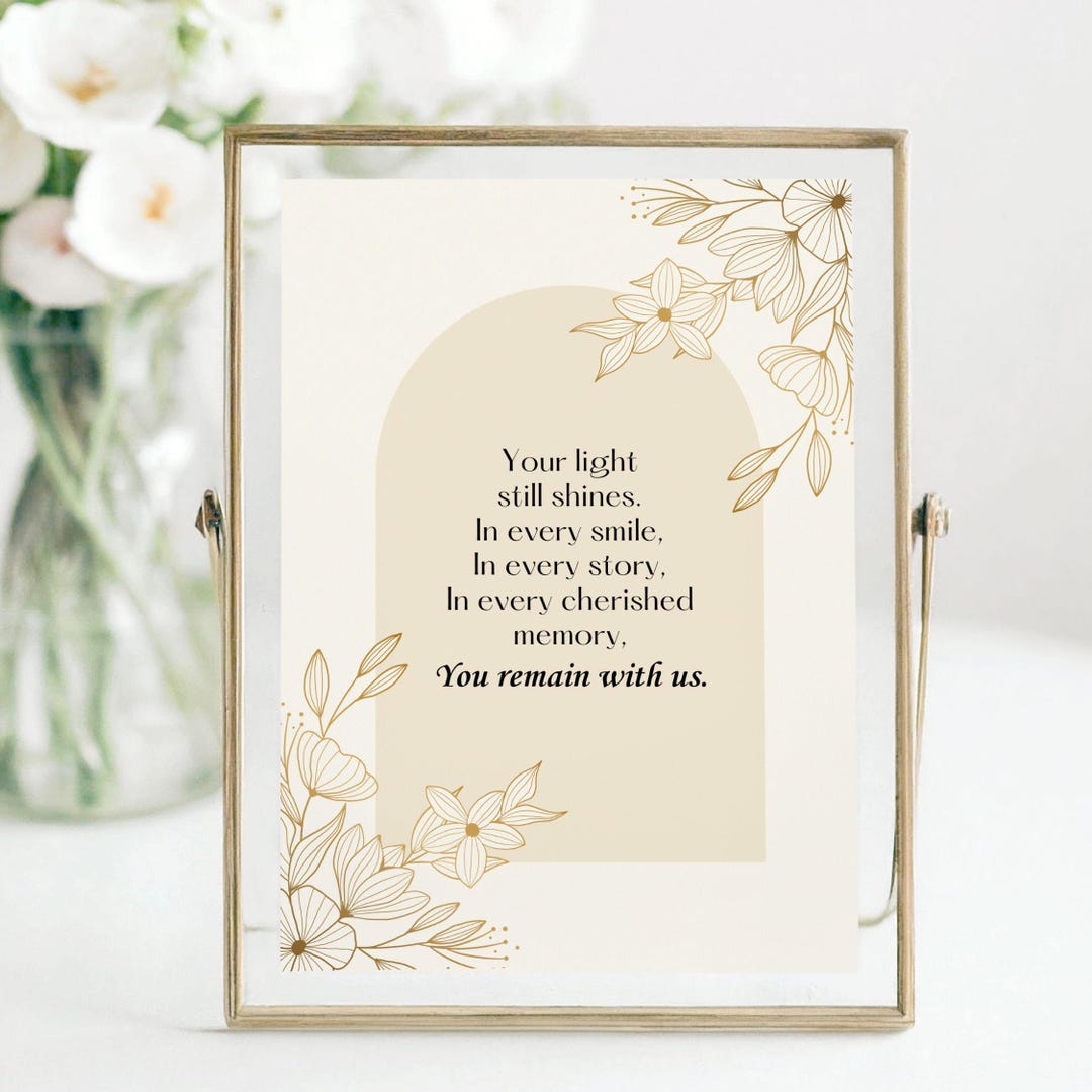 Wedding Memorial Sign, Funeral Poem Sign, Celebration of Life Poem ...