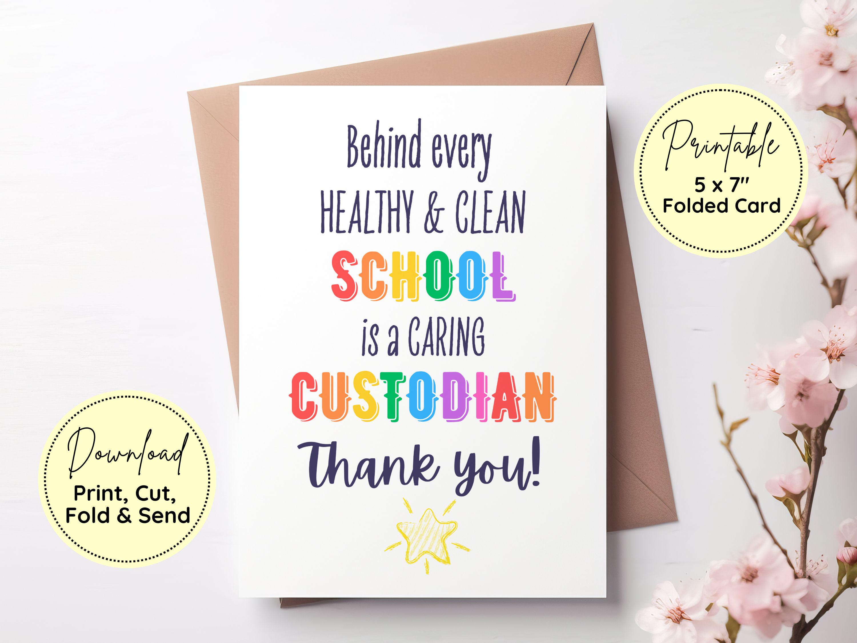 Printable School Custodian Thank You Card (PDF) - Etsy
