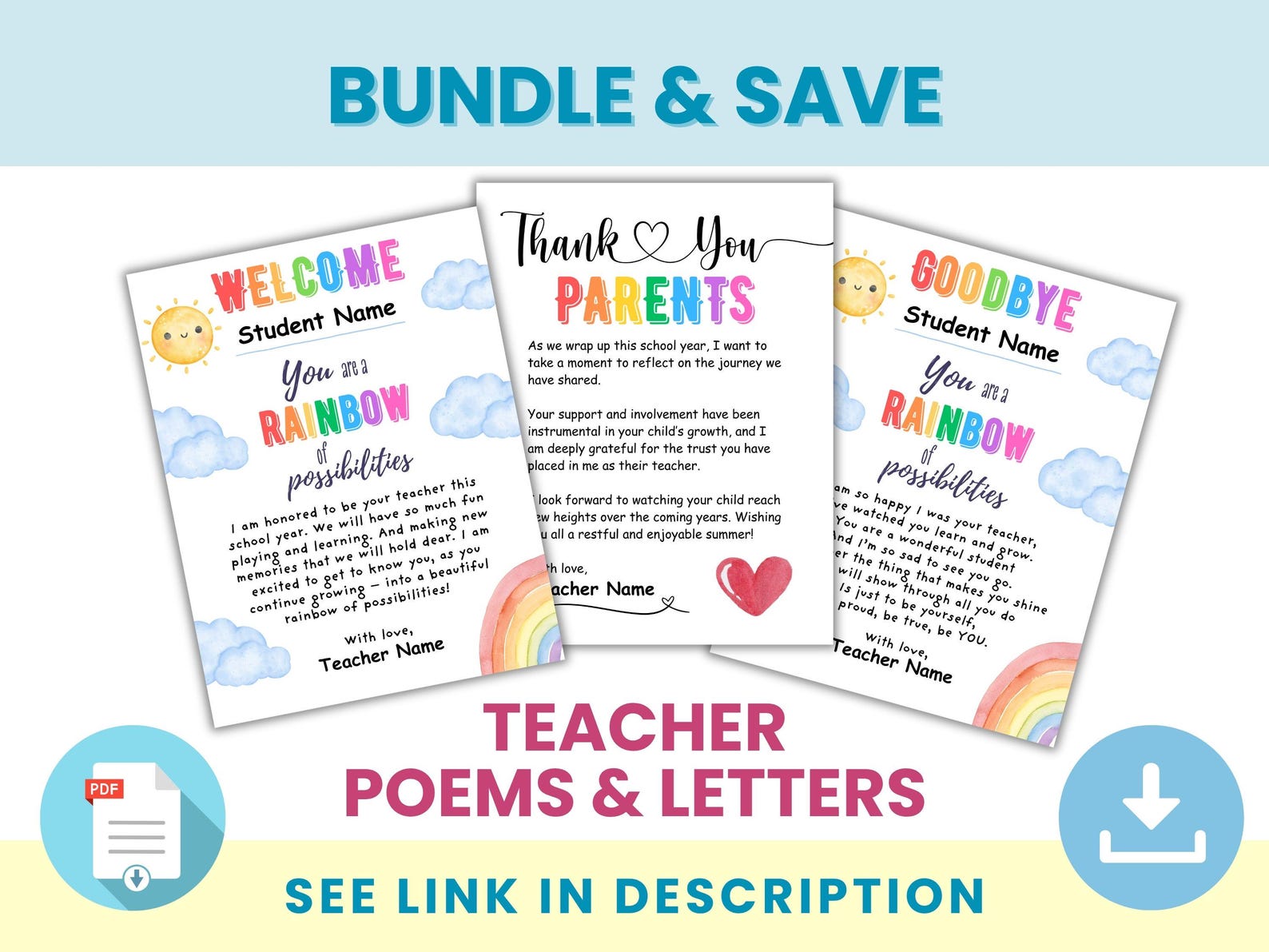 Teacher Thank You Letter to Parents, End of Year Gift (PDF and Canva ...