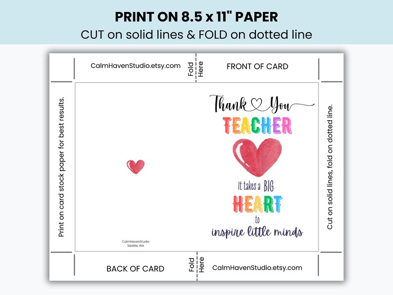 Printable Thank You for Being My Teacher Card From Students, "it Takes ...
