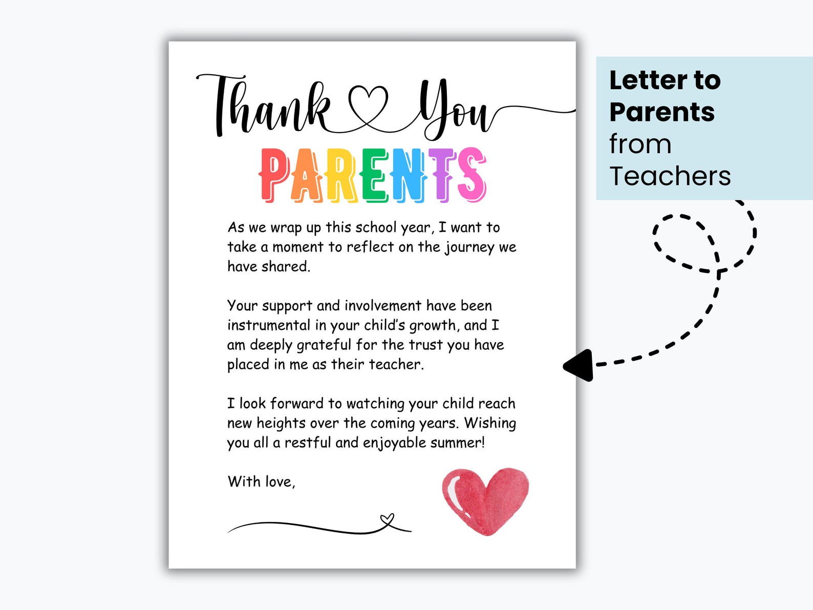 End of Year Teacher Letter Bundle, Parent Thank You, Student Poem ...