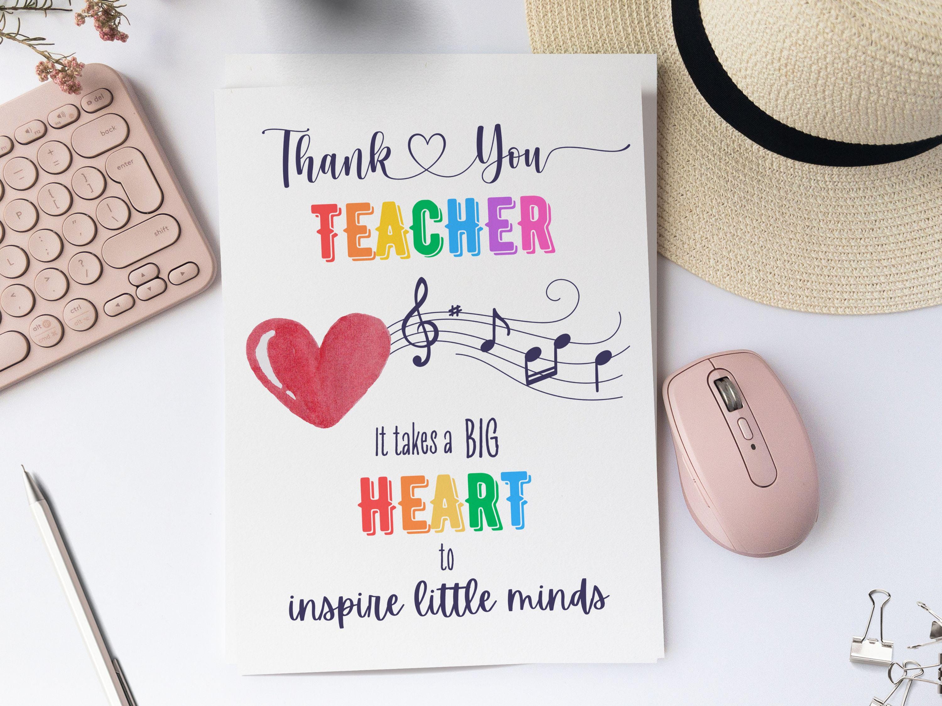 Thank You Card for Piano Teacher, Music Teacher Thank You Card With ...