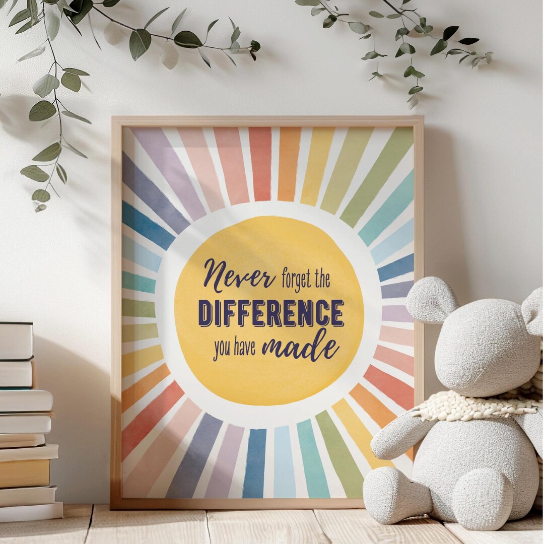 Kids Daily Affirmation Poster: Rainbow Sunshine Nursery Decor (digital ...
