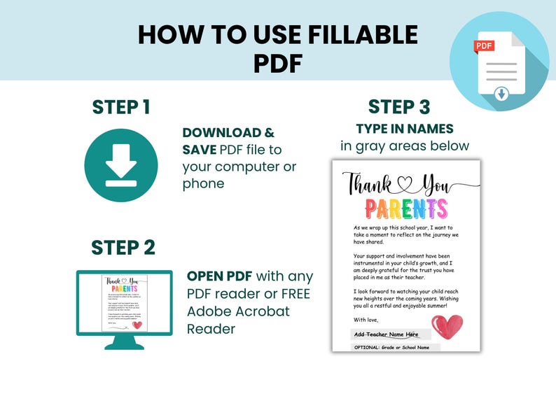 Thank You to Parents From Teacher, Parent Thank You Letter for End of ...