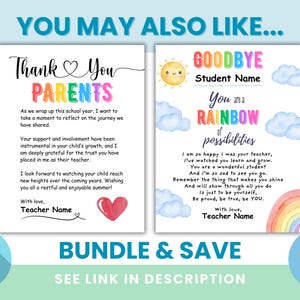 Thank You to Parents From Teacher, Parent Thank You Letter for End of ...
