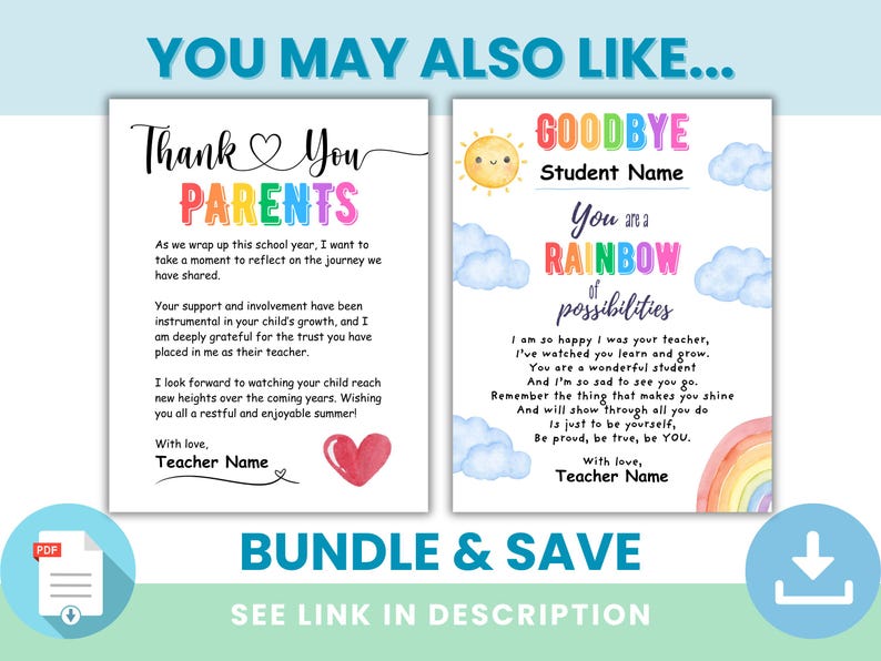Thank You to Parents From Teacher, Parent Thank You Letter for End of ...
