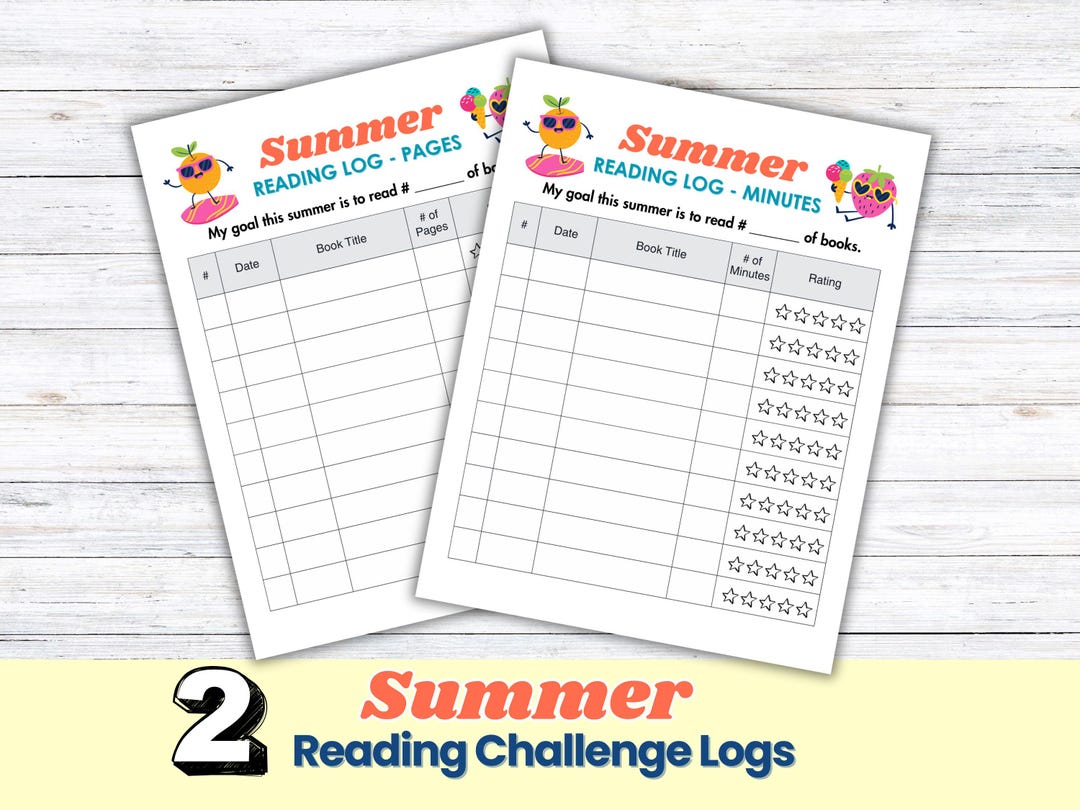 Summer Reading Challenge Charts for Kids: Printable Reading Log (PDF ...