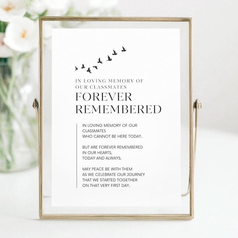 PRINTABLE Memory Table Sign for High School 25th Class Reunion, Forever ...