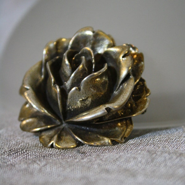 Silver Rose Brooch - Etsy