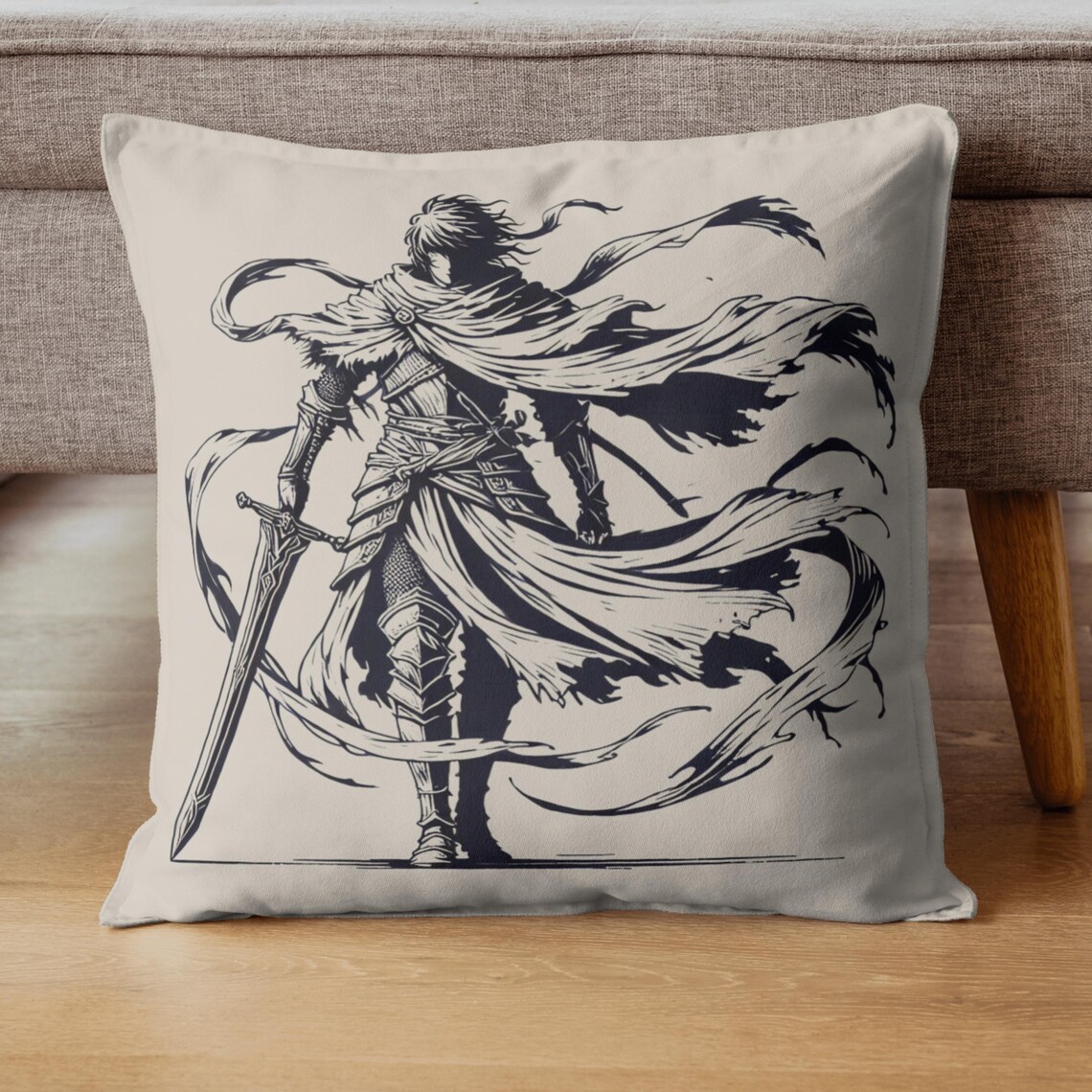 Epic Anime Knight SVG & PNG - Warrior With Sword Clipart - Armored Hero ...