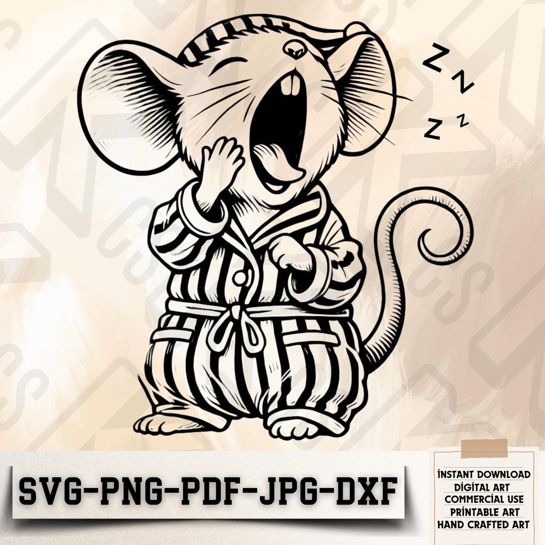 Sleepy Mouse Svg - Sleeping Animals in Pajamas Svg - Pajamas Animal ...