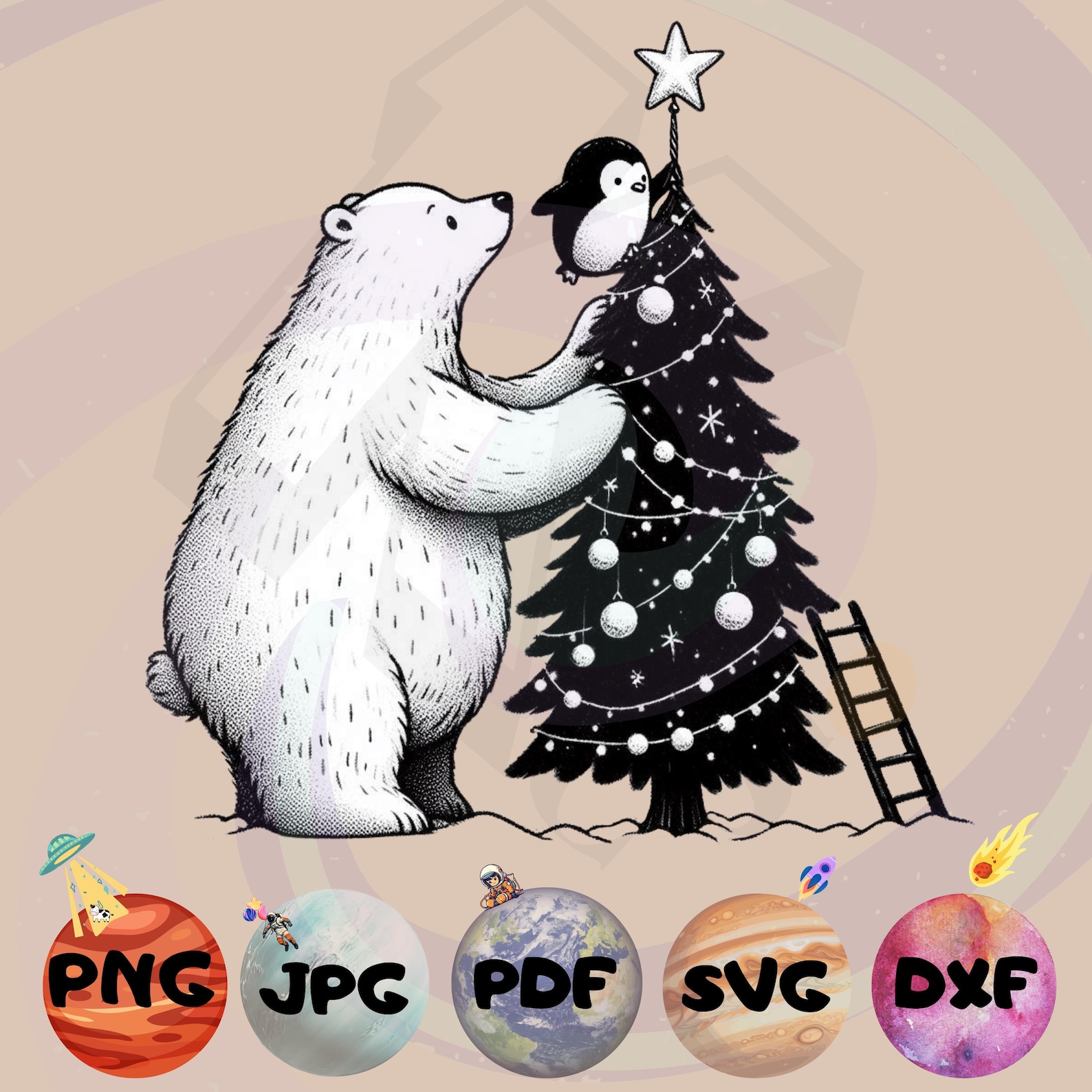 Christmas Polar Bear Svg, Cute Polar Bear Png, Penguin Svg, Cute ...