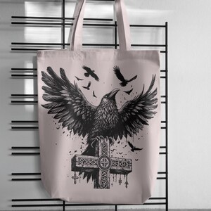 Raven and Cross SVG - Gothic Cross Clipart - Crow Stencil - Religious ...