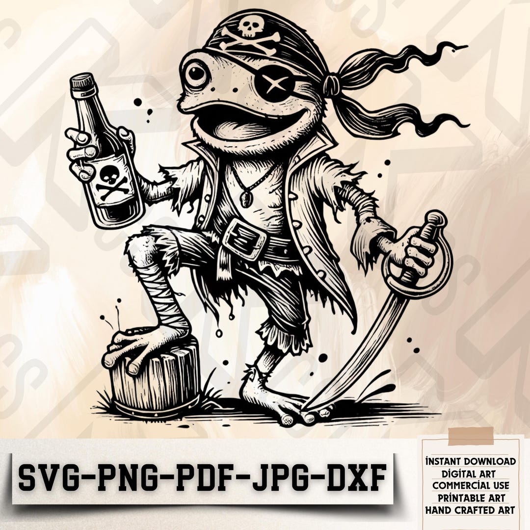 Pirate Frog Svg - Funny Frog Clipart - Pirate Toad Digital Art - Cute ...