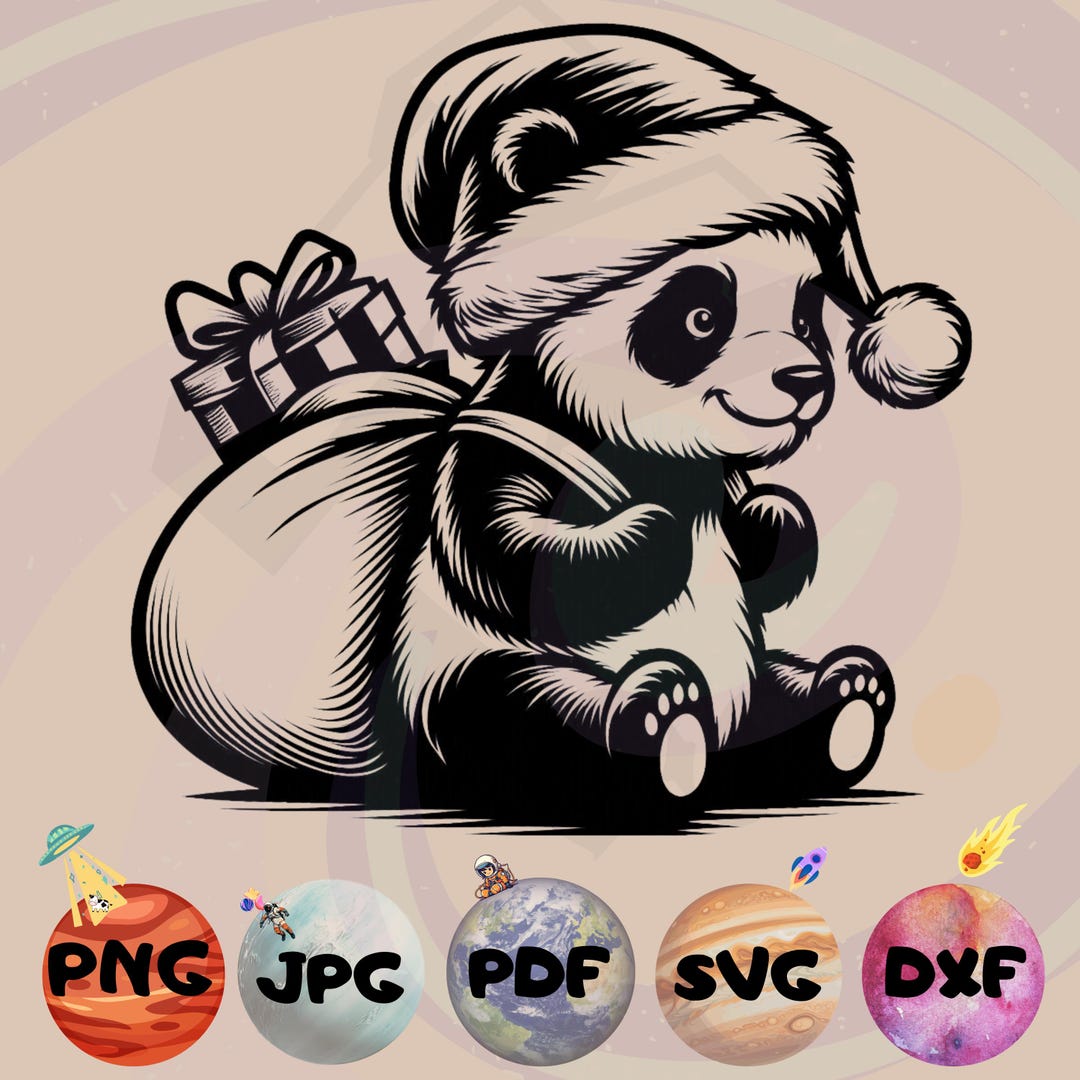 Panda Svg, Cute Panda Png, Santa Claus Pdf, Christmas Tree Decorations ...