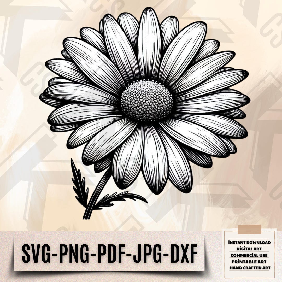 Daisy Svg - Floral Outline Png - Daisy Flower Clipart - Botanical ...