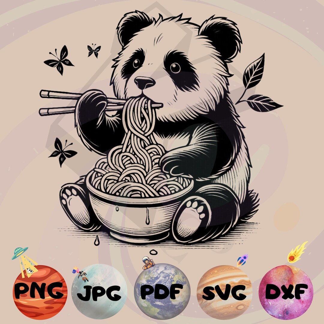 Panda Eating Ramen Svg - Cute Baby Panda Print Svg - Panda Bear Png ...