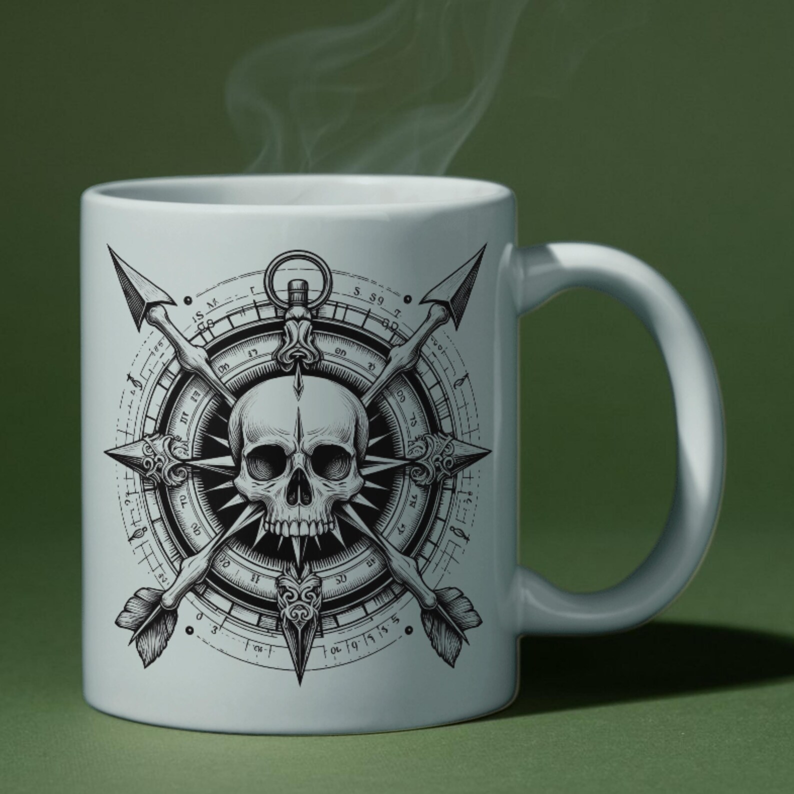 Skull Compass Svg - Pirate Compass Svg - Gothic Skull Digital Art ...