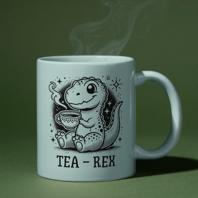 Tea-rex Svg - Cute Dinosaur Clipart - Funny T-rex Drinking Tea - Baby ...