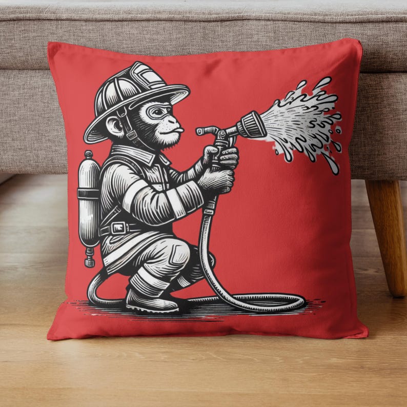 Firefighter Monkey Svg - Brave Fireman Png - Funny Firefighter Clipart ...
