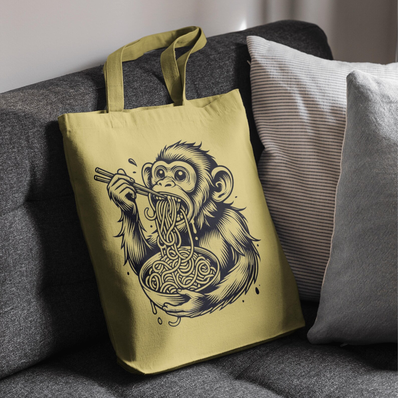 Monkey Eating Noodles Svg & Png - Chopstick and Noddle Svg - Funny ...