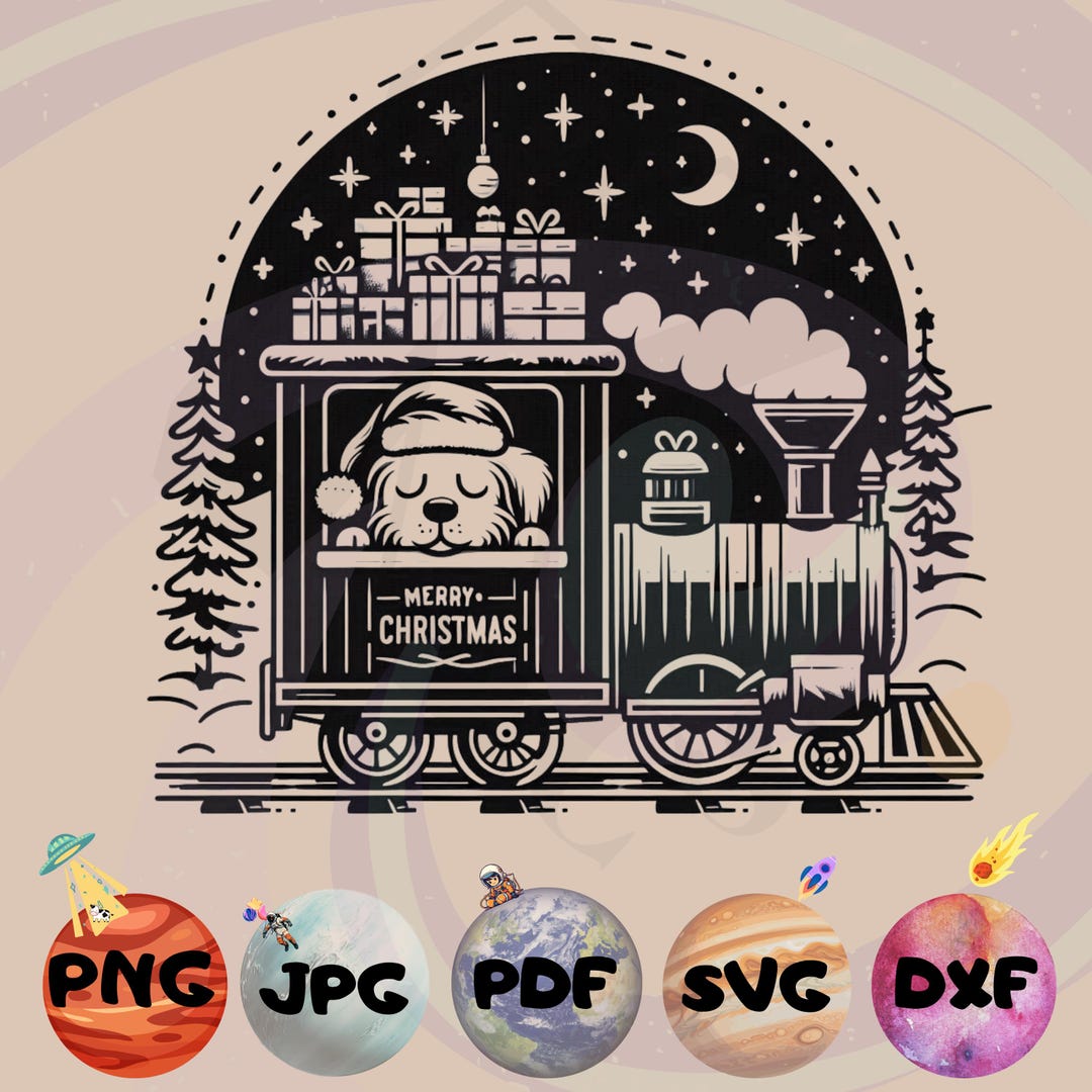 Christmas Train Svg, Train Png, Cute Dog Art Svg, Christmas Tree Pdf ...