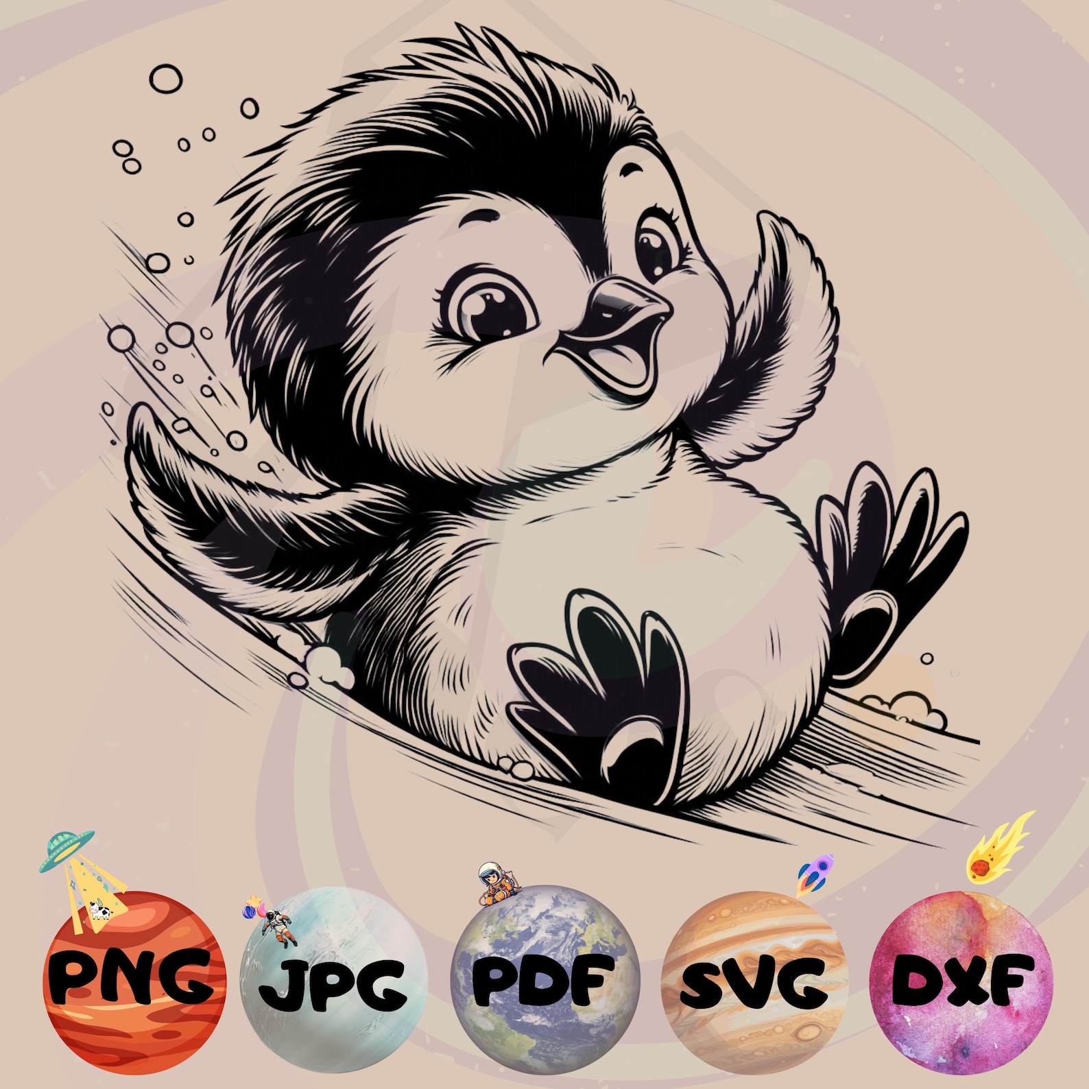 Sliding Penguin Svg - Snow Penguin Svg - Download Cute Penguin Svg ...