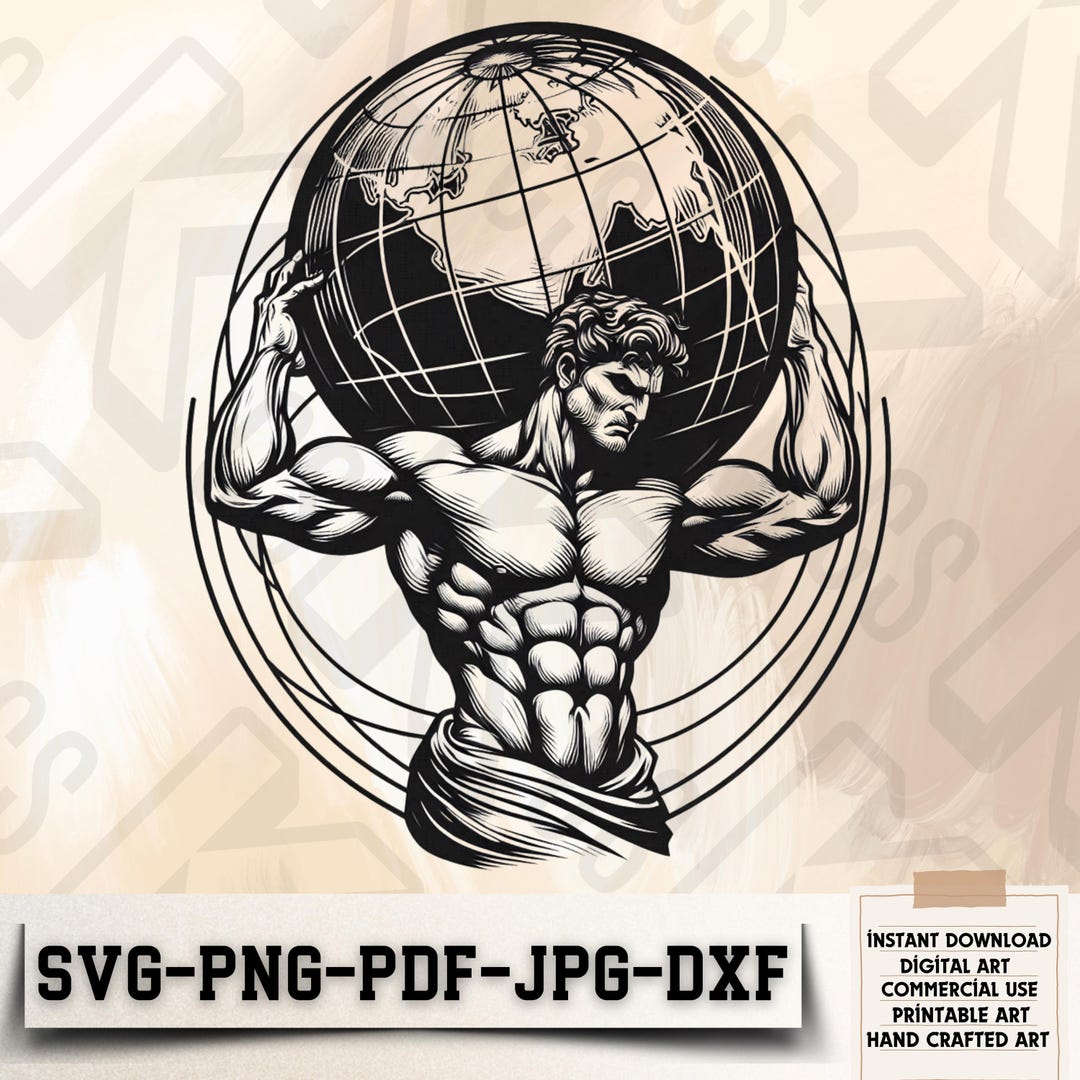 Greek Titan Atlas SVG - Mythology Strength Clipart - Atlas Holding ...