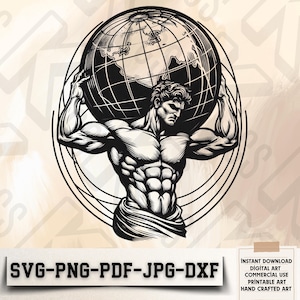 Greek Titan Atlas SVG - Mythology Strength Clipart - Atlas Holding ...