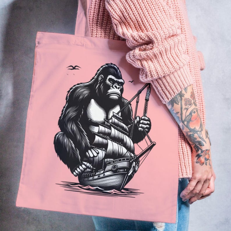 Gorilla Pirate Svg - Giant Monkey Ship Art - Sea Monster Gorilla ...