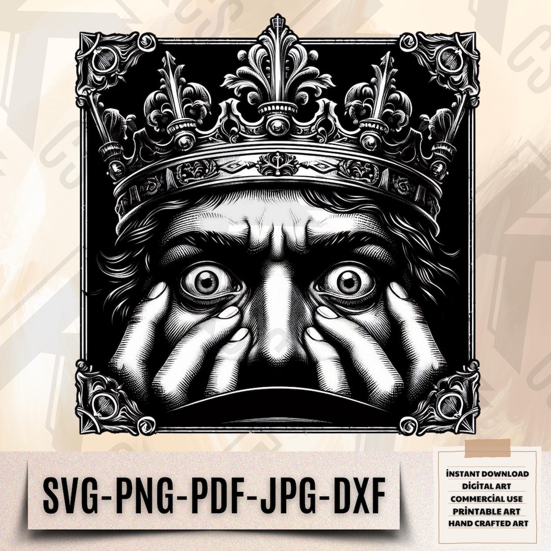 Confused King SVG - Royal Frame Art PNG - Modern King Clipart - Sad ...