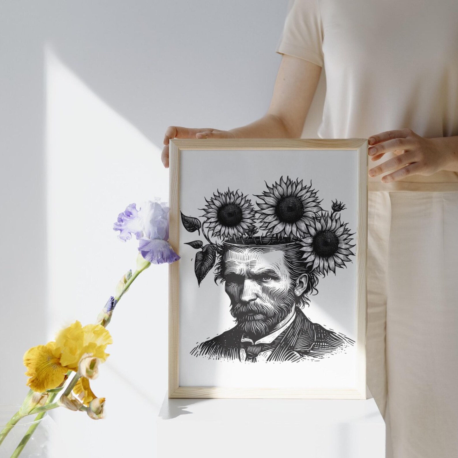 Vincent Van Gogh Svg - Van Gogh and Sunflowers Svg - Painter Portrait ...