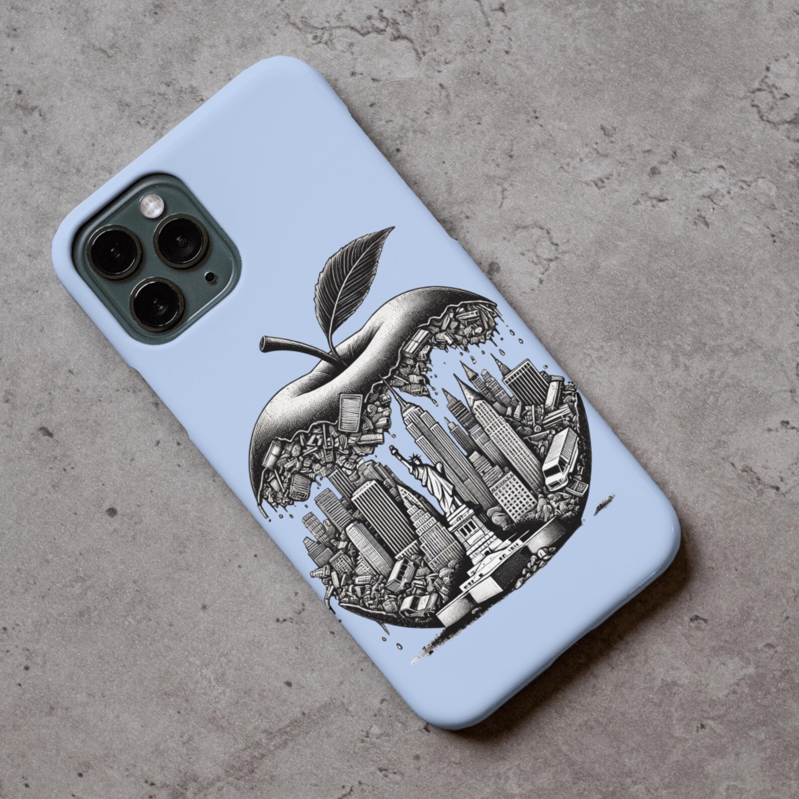 New York Apple City Svg - Statue of Liberty Png - Ruined Skyline Art ...