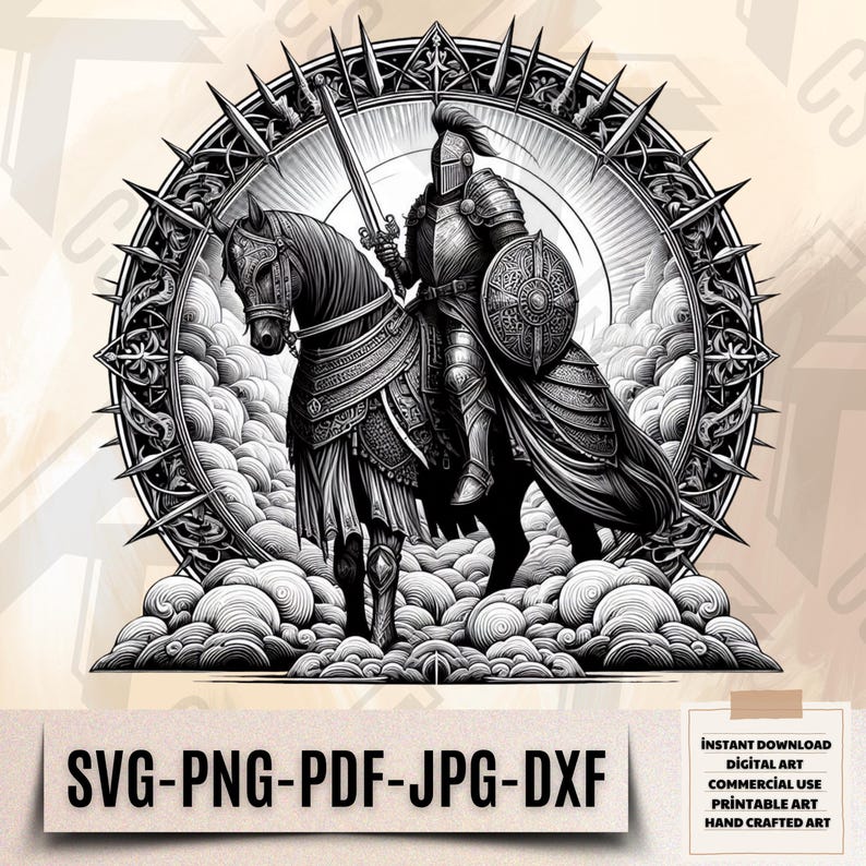 Medieval Knight SVG - Epic Warrior Clipart - Armored Cavalier PNG ...