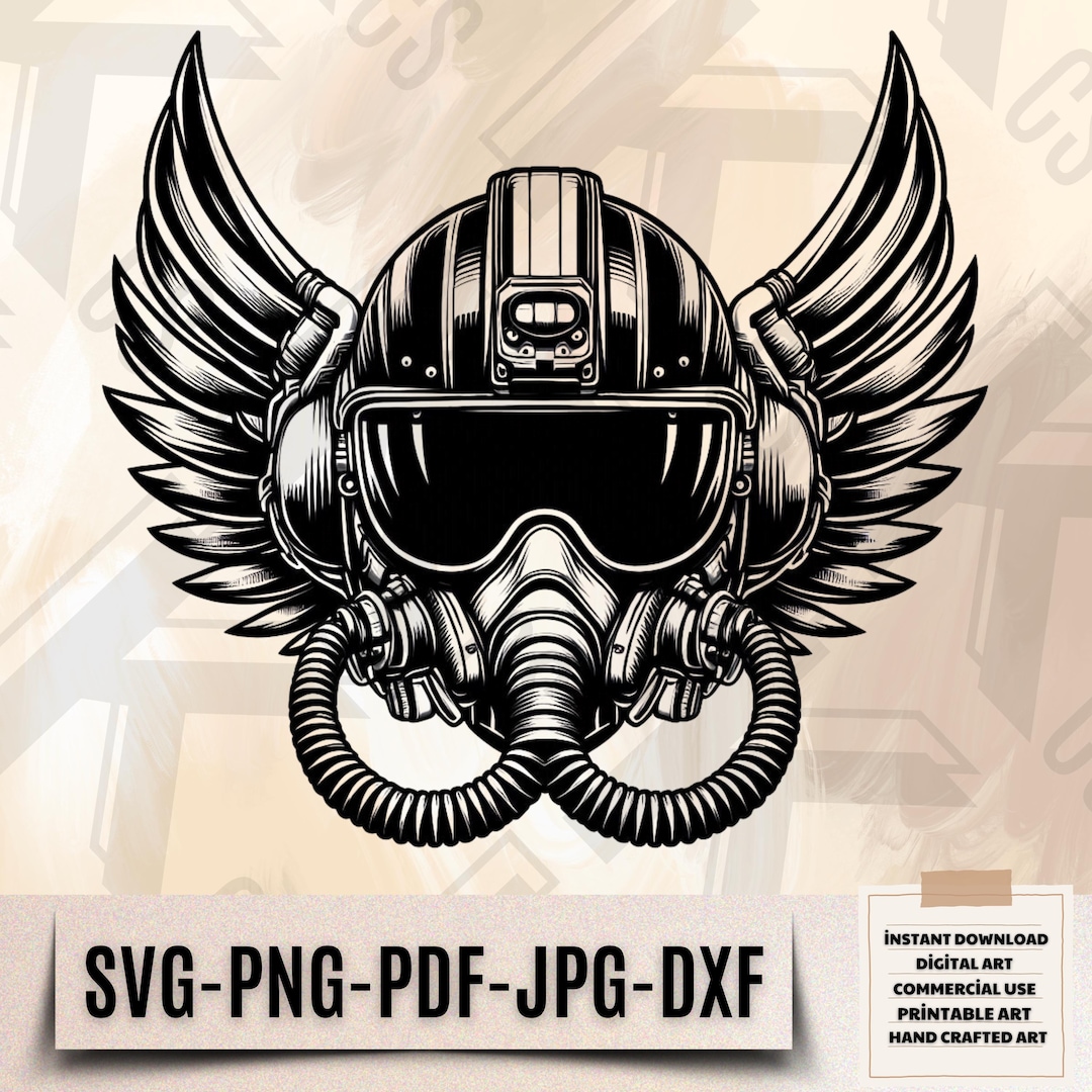 Winged Helmet Svg & Png - Pilot Helmet SVG - Motorcycle Gas Mask Skull ...