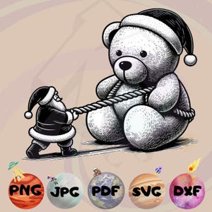 Teddy Bear Svg, Bear Png, Christmas Toy Pdf, Santa Claus Svg, Santa ...