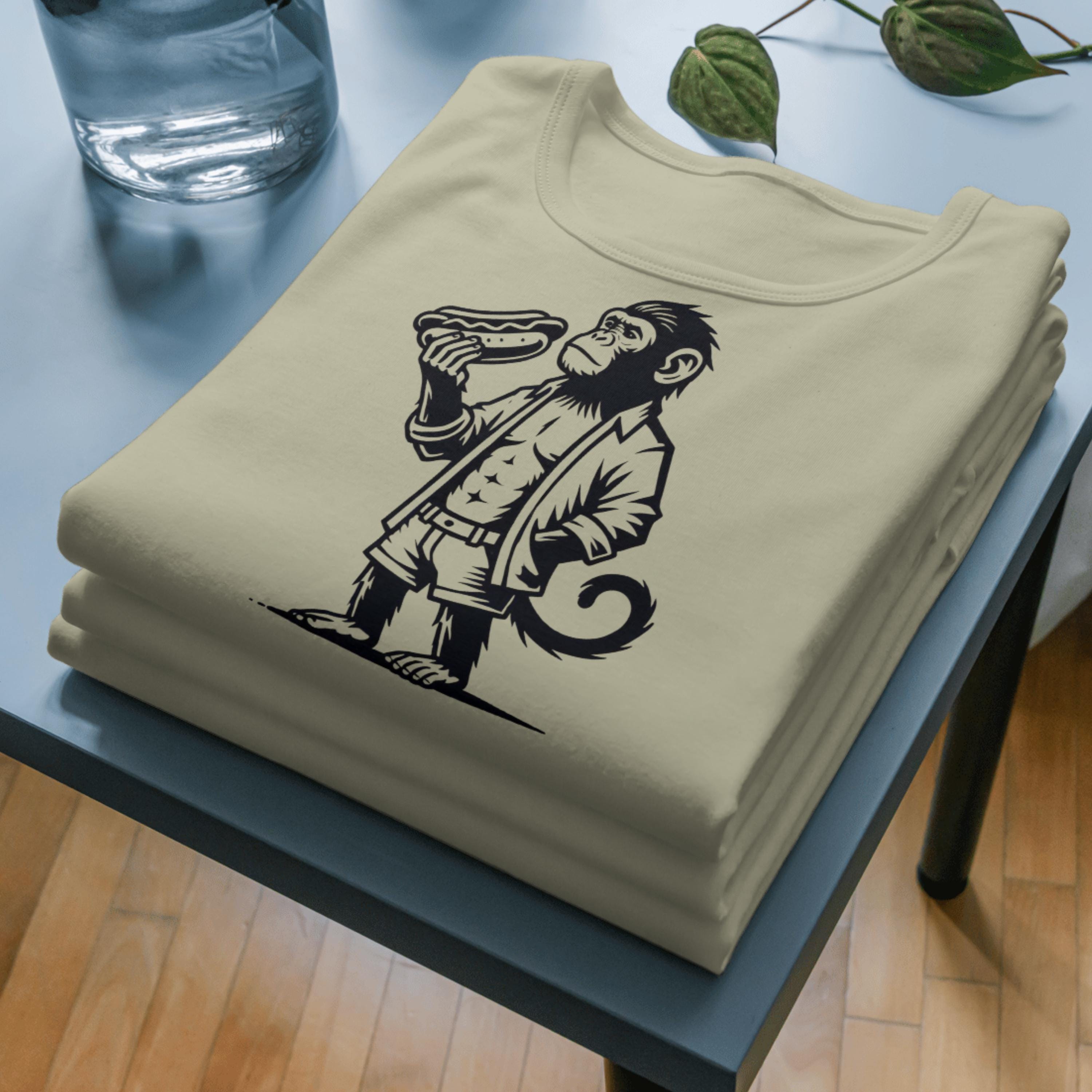 Monkey Eating A Hot Dog Svg& Png - Cool Monkey Svg - Funny Animal Art ...