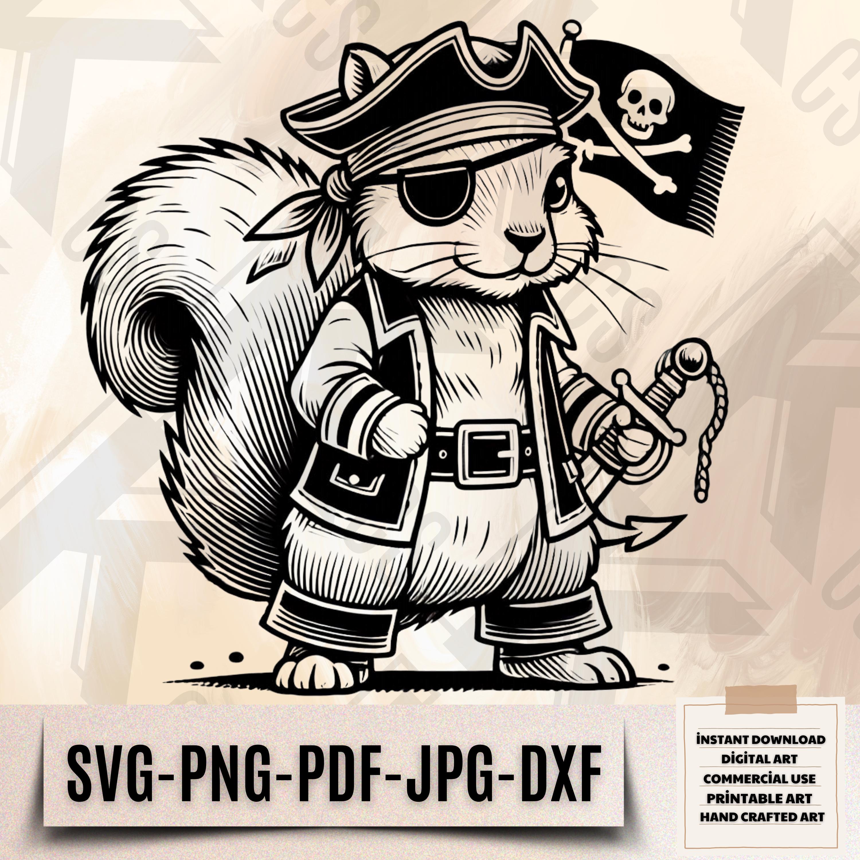 Pirate Squirrel Digital Art - Funny Squirrel Svg - Buccaneer Animal ...