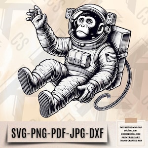 Astronaut Monkey Clipart - Space Chimp Svg - Cosmic Animal Clipart Png ...