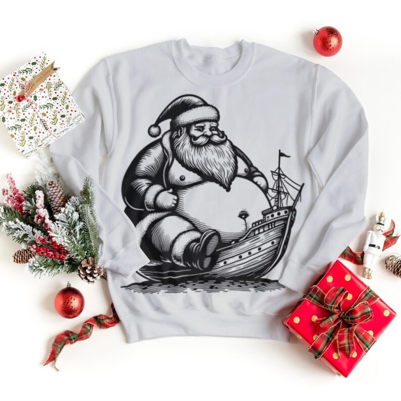 Fat Santa Svg, Santa Face Png, Sea Art Dxf, Ship Adventure Png, Santa ...